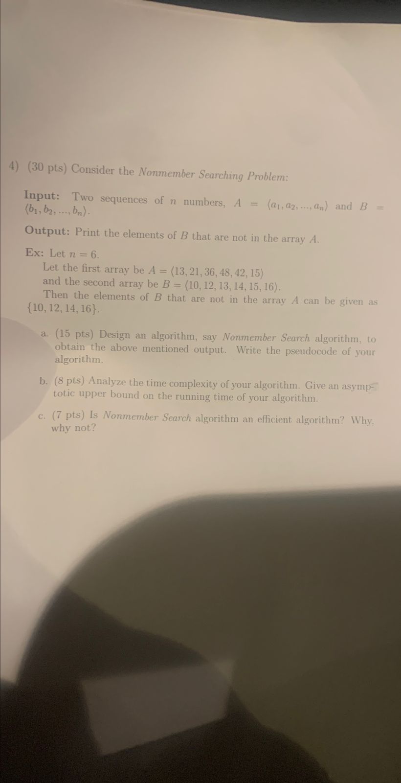 Solved (30 ﻿pts) ﻿Consider the Nonmember Searching | Chegg.com