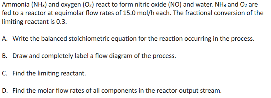 Solved Ammonia (NH3) and oxygen (O2) react to form nitric | Chegg.com