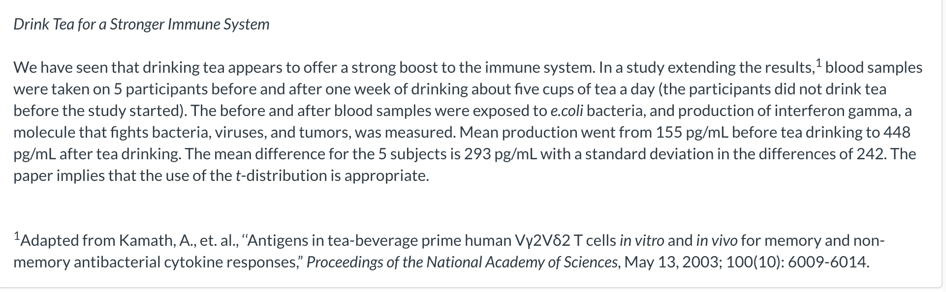 Solved Drink Tea for a Stronger Immune SystemWe have seen | Chegg.com