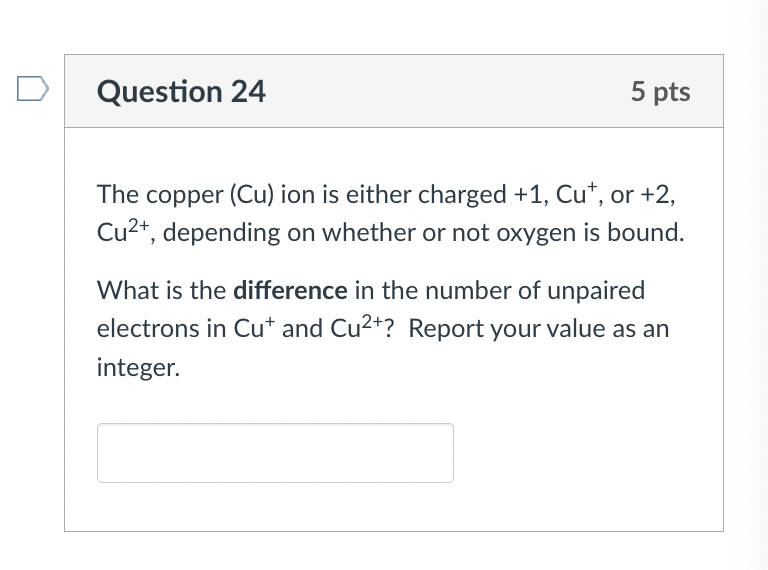 [Solved]: The copper (Cu) ion is either charged +1,Cu+, or