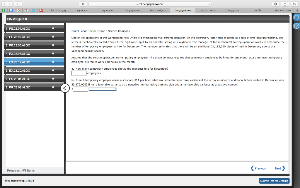 Solved Direct Labor Standards for a Service Company One of | Chegg.com
