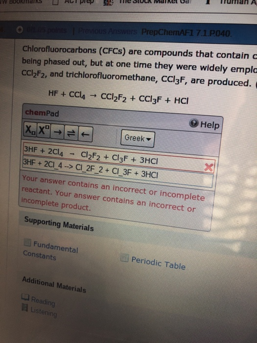 Solved Chlorofluorocarbons (CFCs) are compounds that contain | Chegg.com