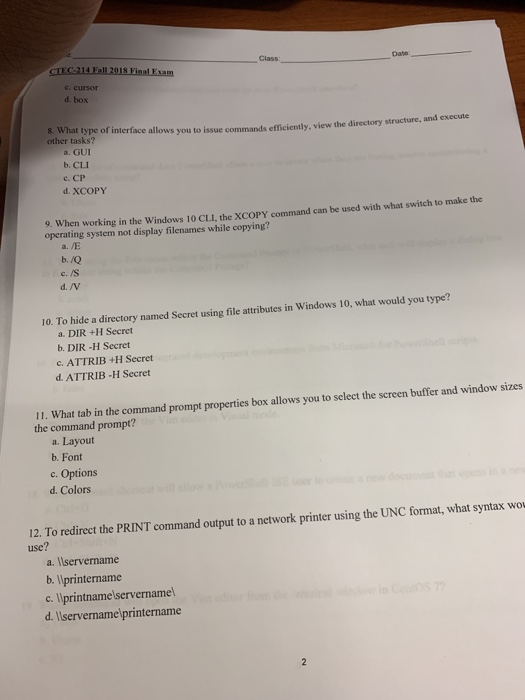 Solved 6. When using the FORMAT command in Windows 10 to | Chegg.com