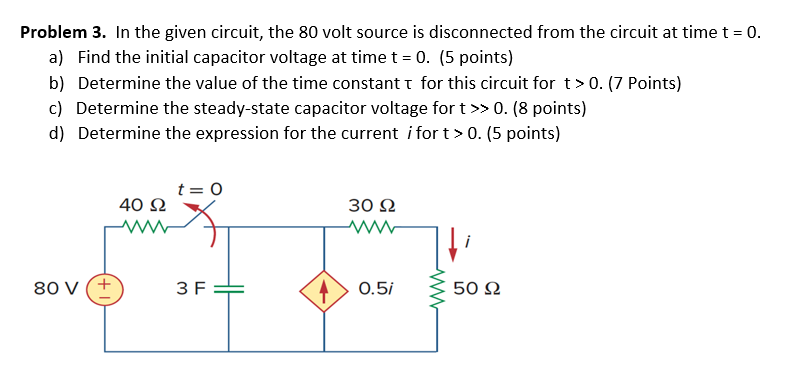 Solved Problem 3. In the given circuit, the 80 volt source | Chegg.com