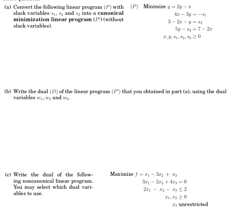 Solved (a) Convert the following linear program (P) with | Chegg.com