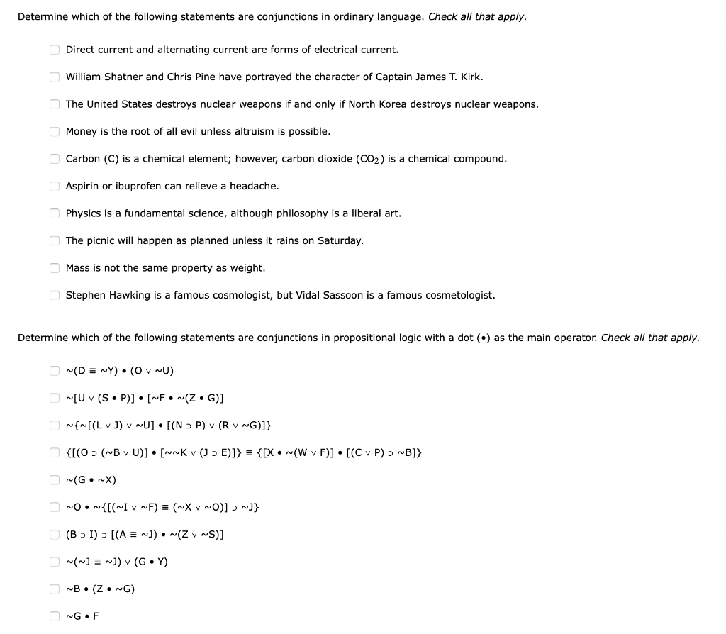 Solved A conjunction is a statement that claims two | Chegg.com