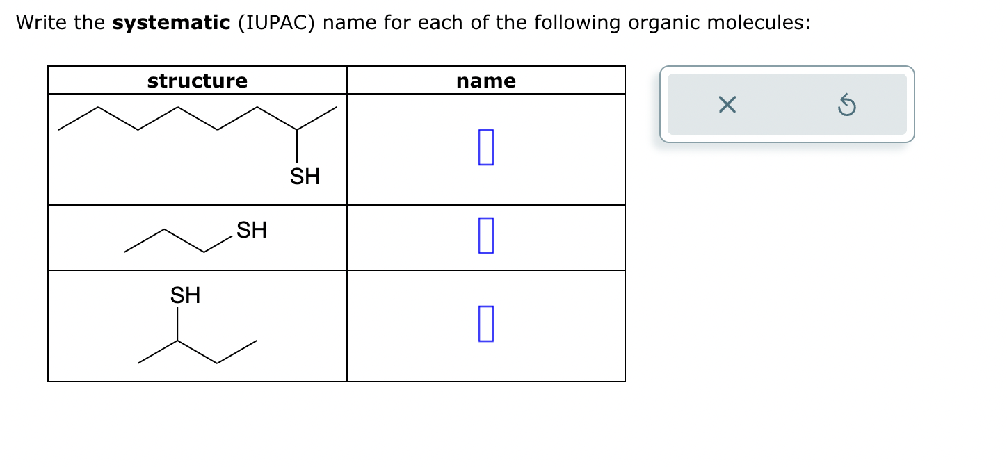 Solved Write the systematic (IUPAC) ﻿name for each of the | Chegg.com