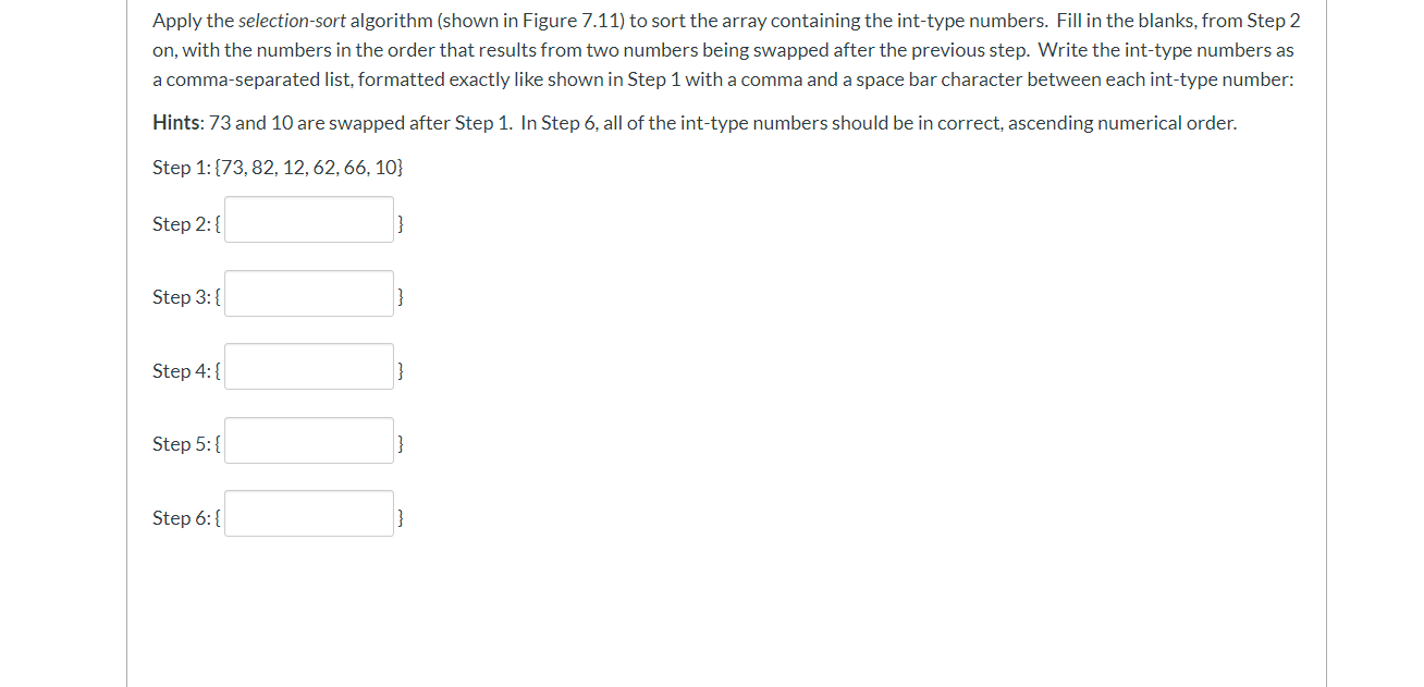 Solved Apply The Selection Sort Algorithm Shown In Figure