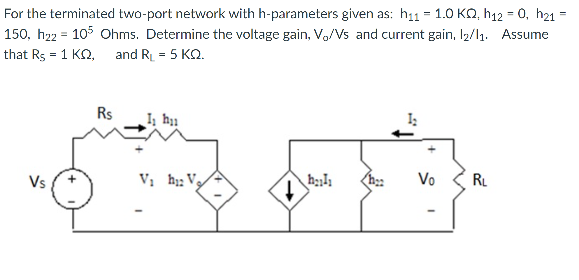 Solved = For the terminated two-port network with | Chegg.com