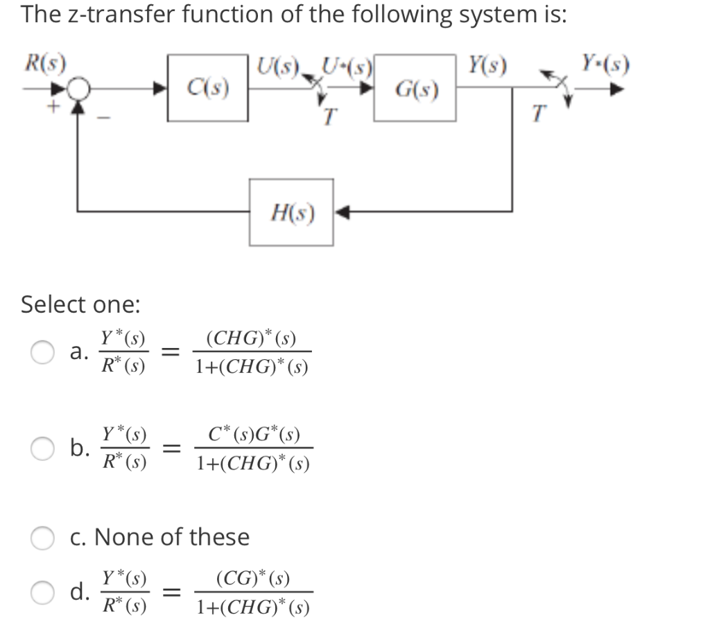 Solved The z-transfer function of the following system is: | Chegg.com