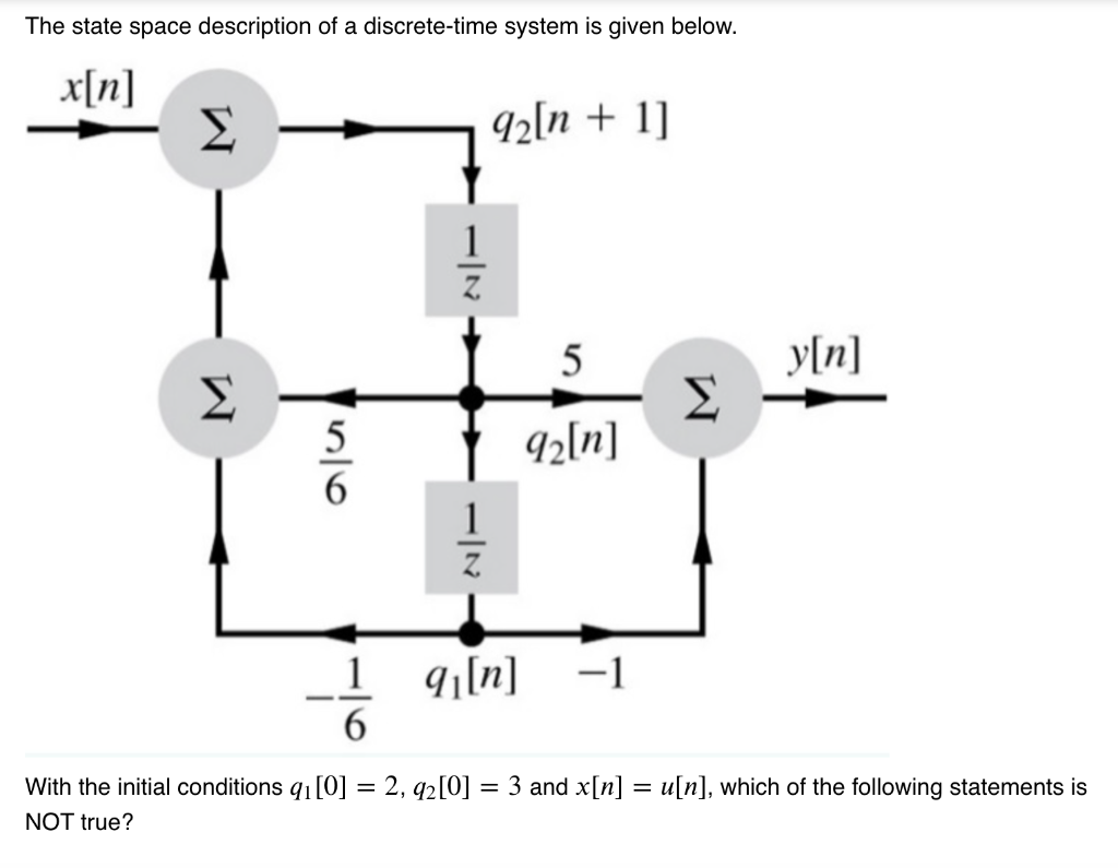 Solved The state space description of a discrete-time system | Chegg.com