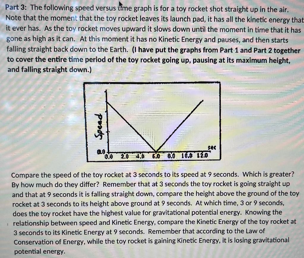 Solved Part 3: The following speed versus time graph is for | Chegg.com