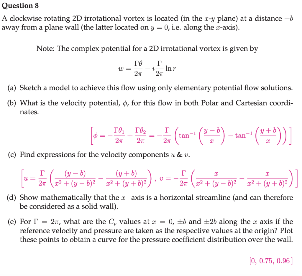 A clockwise rotating 2D irrotational vortex is | Chegg.com
