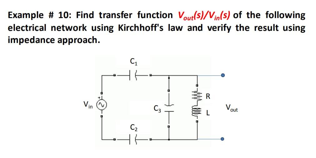 Solved Example # 10: Find transfer function Vout(s)/Vin(s) | Chegg.com