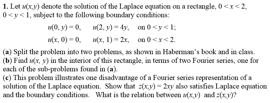 Solved 1. Let u(x,y) denote the solution of the Laplace | Chegg.com