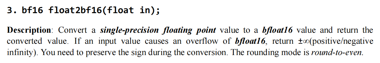 Solved Complete the question in C.bf16 float2bf16 (float | Chegg.com