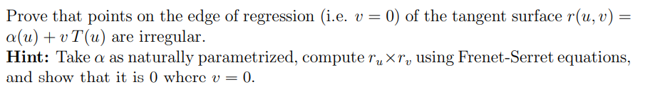 Prove that points on the edge of regression (i.e. v=0 | Chegg.com