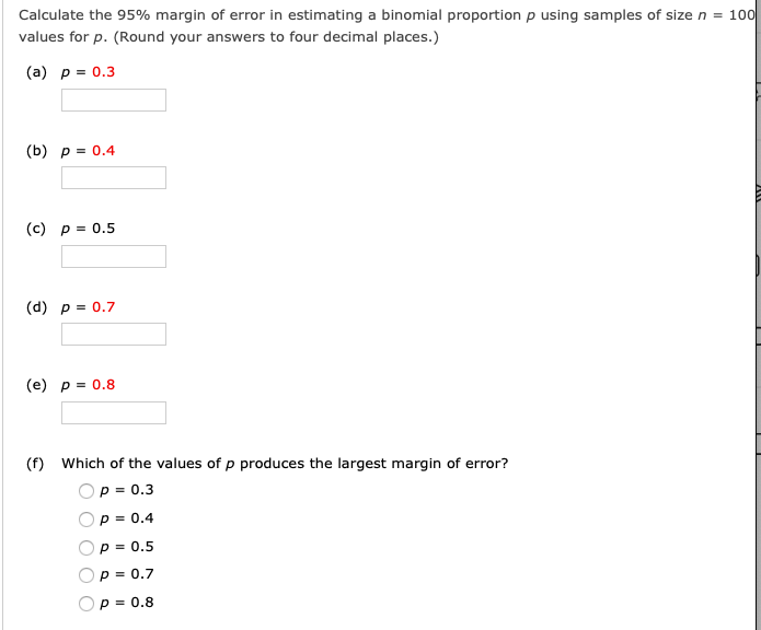 Solved Calculate the 95% margin of error in estimating a | Chegg.com