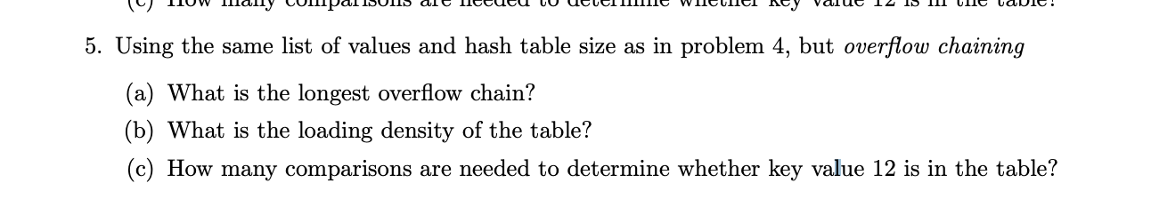 5. Using the same list of values and hash table size | Chegg.com