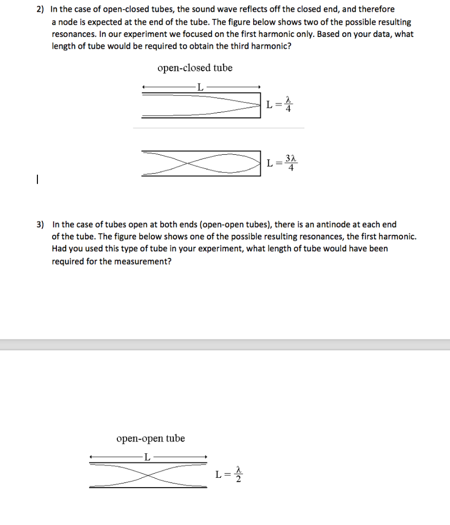 Solved 2) In the case of open-closed tubes, the sound wave | Chegg.com