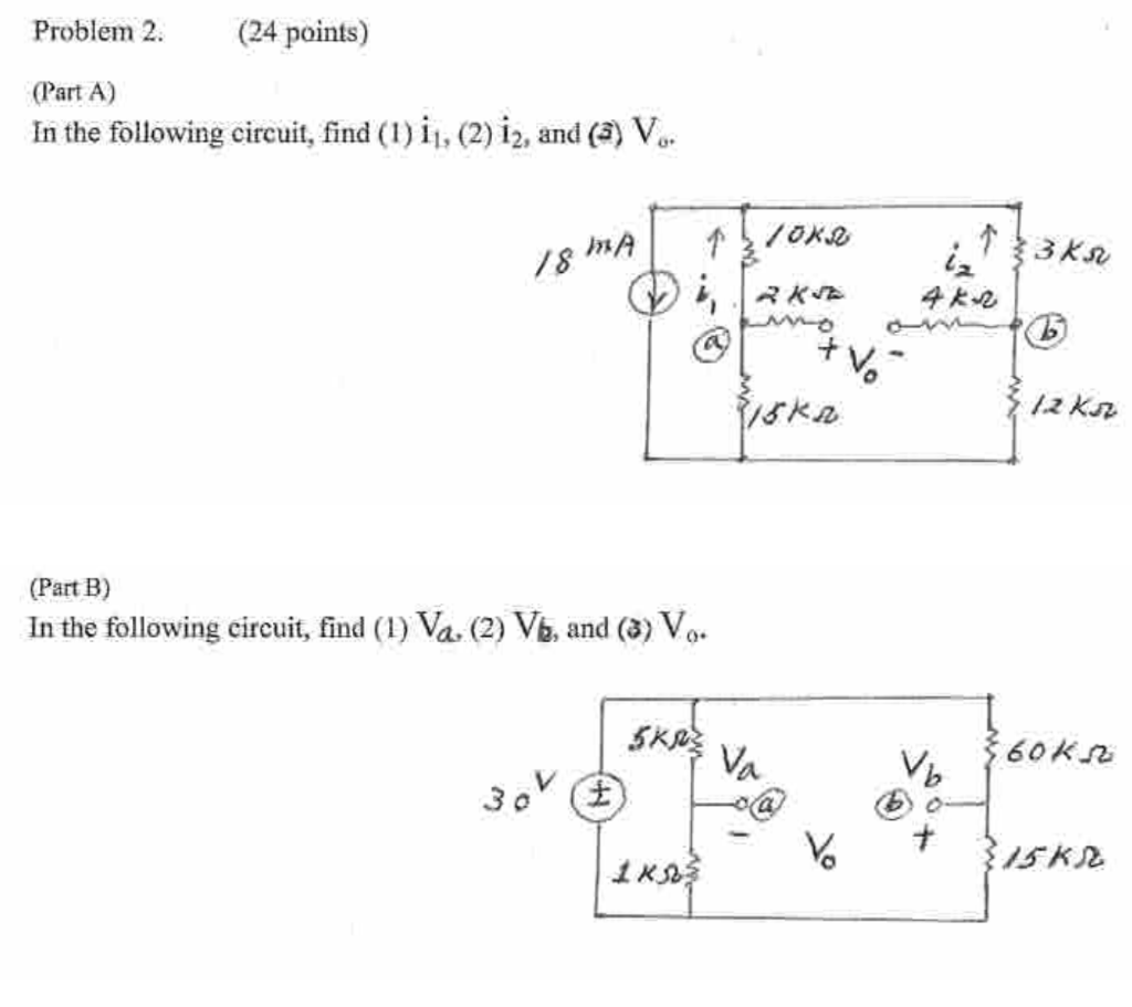 Solved Problem 2 (24 points) Part A) In the following | Chegg.com
