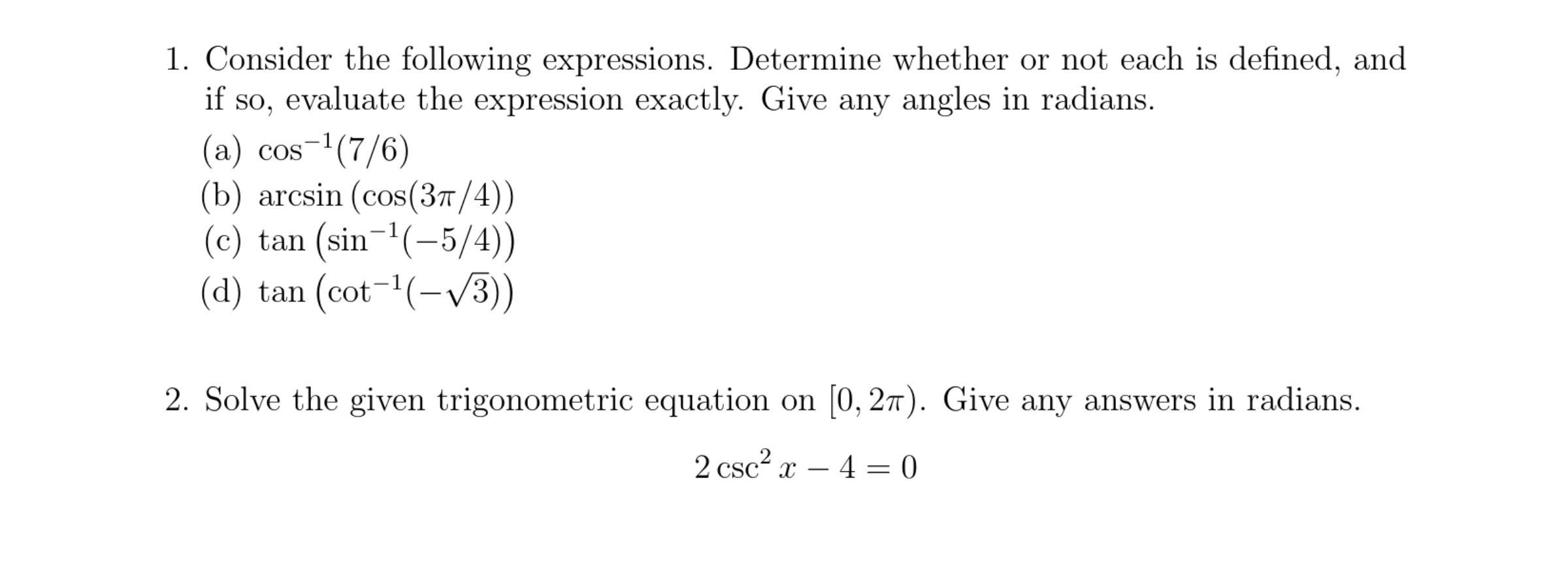 Solved 1. Consider the following expressions. Determine | Chegg.com
