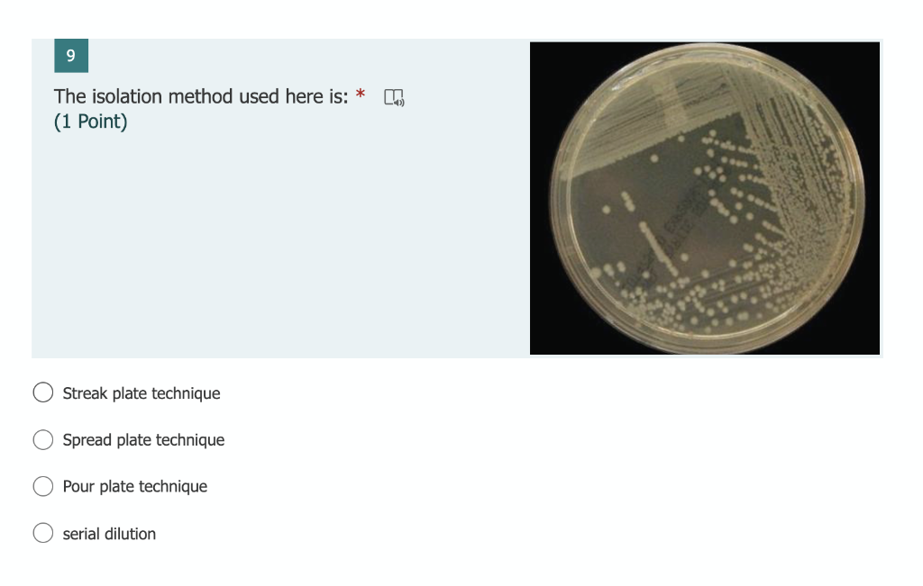 Solved 9 The isolation method used here is: * (1 Point) | Chegg.com