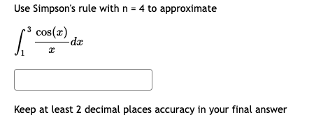 Solved Use Simpson's rule with n=4 to approximate | Chegg.com