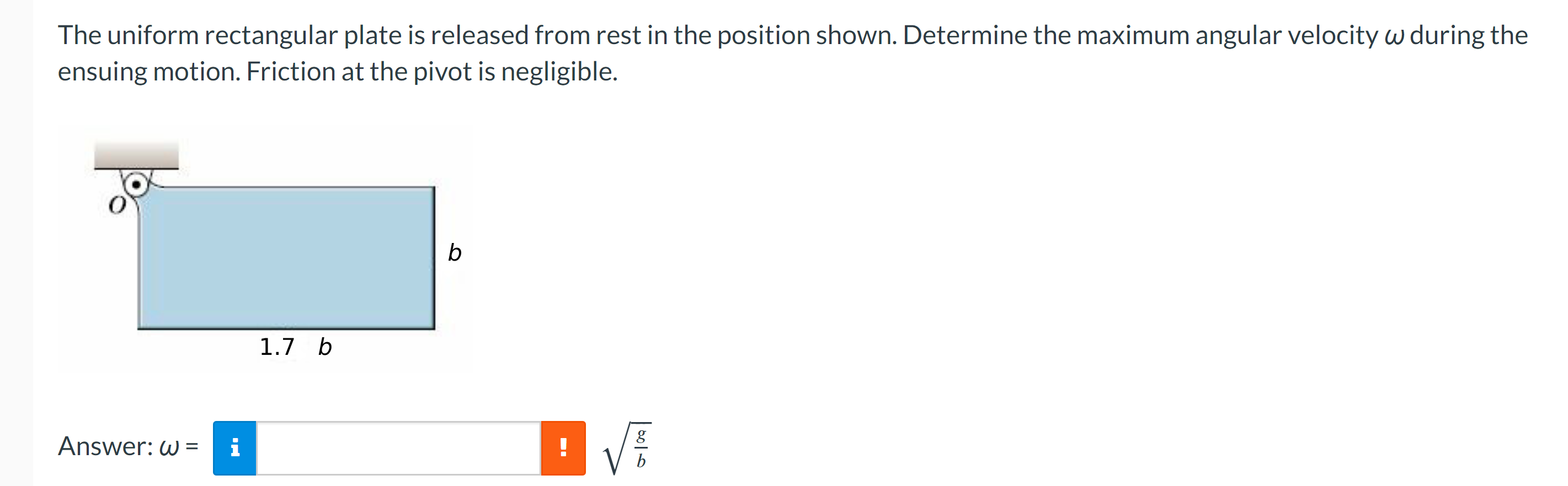 Solved The uniform rectangular plate is released from rest | Chegg.com