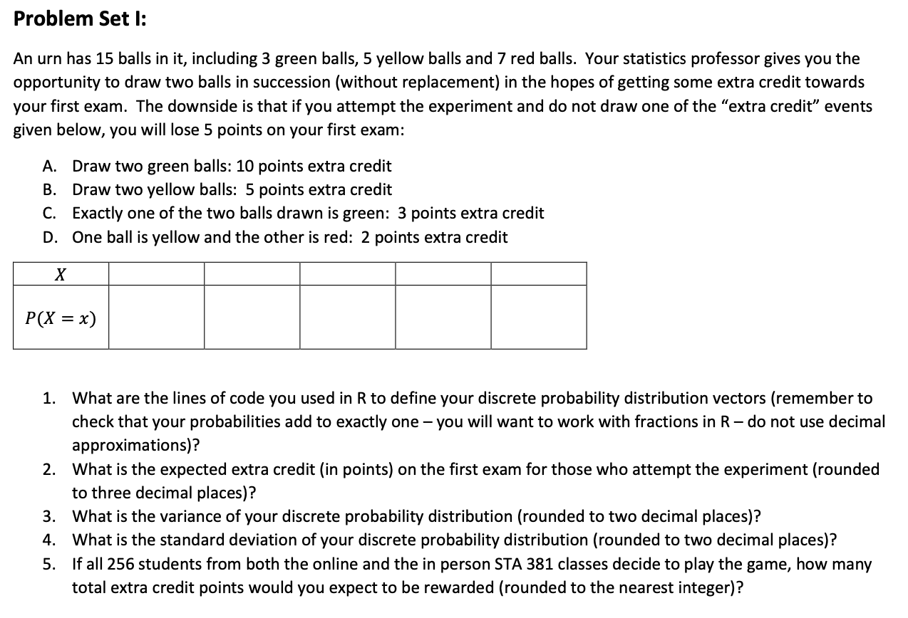 Solved An urn has 15 balls in it, including 3 green balls, 5 | Chegg.com