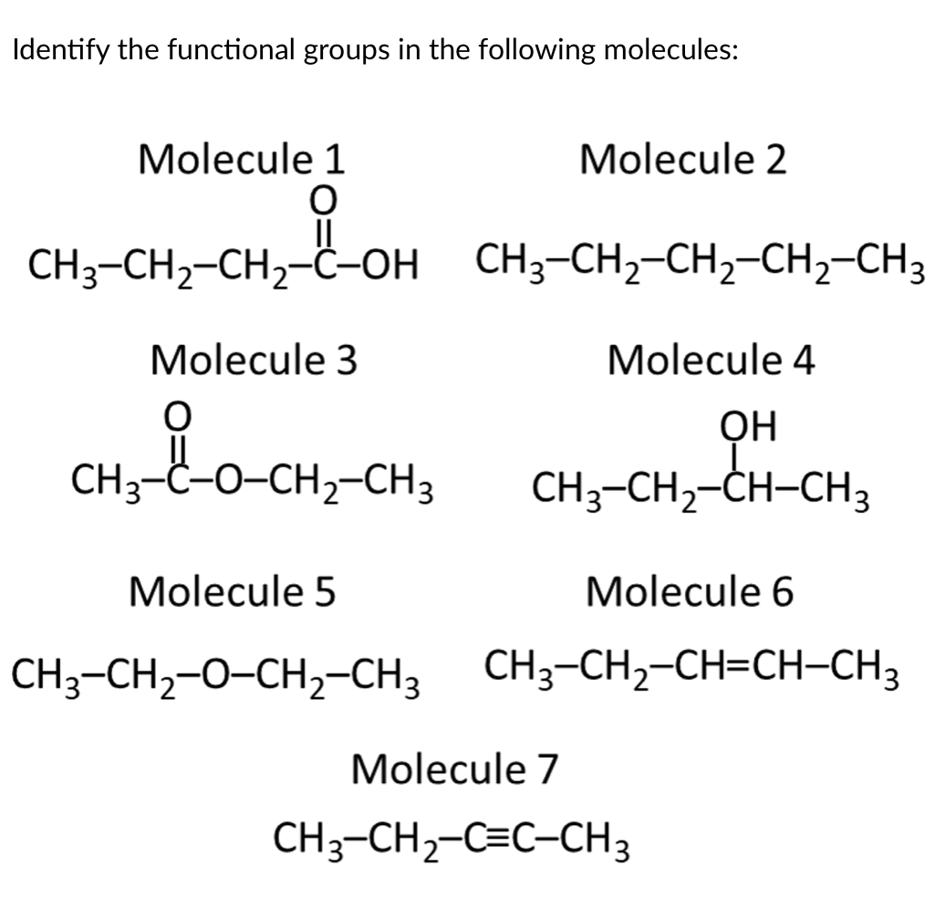 Solved Options for Molecule #1 : Ether , Alkene, Carboxylic | Chegg.com