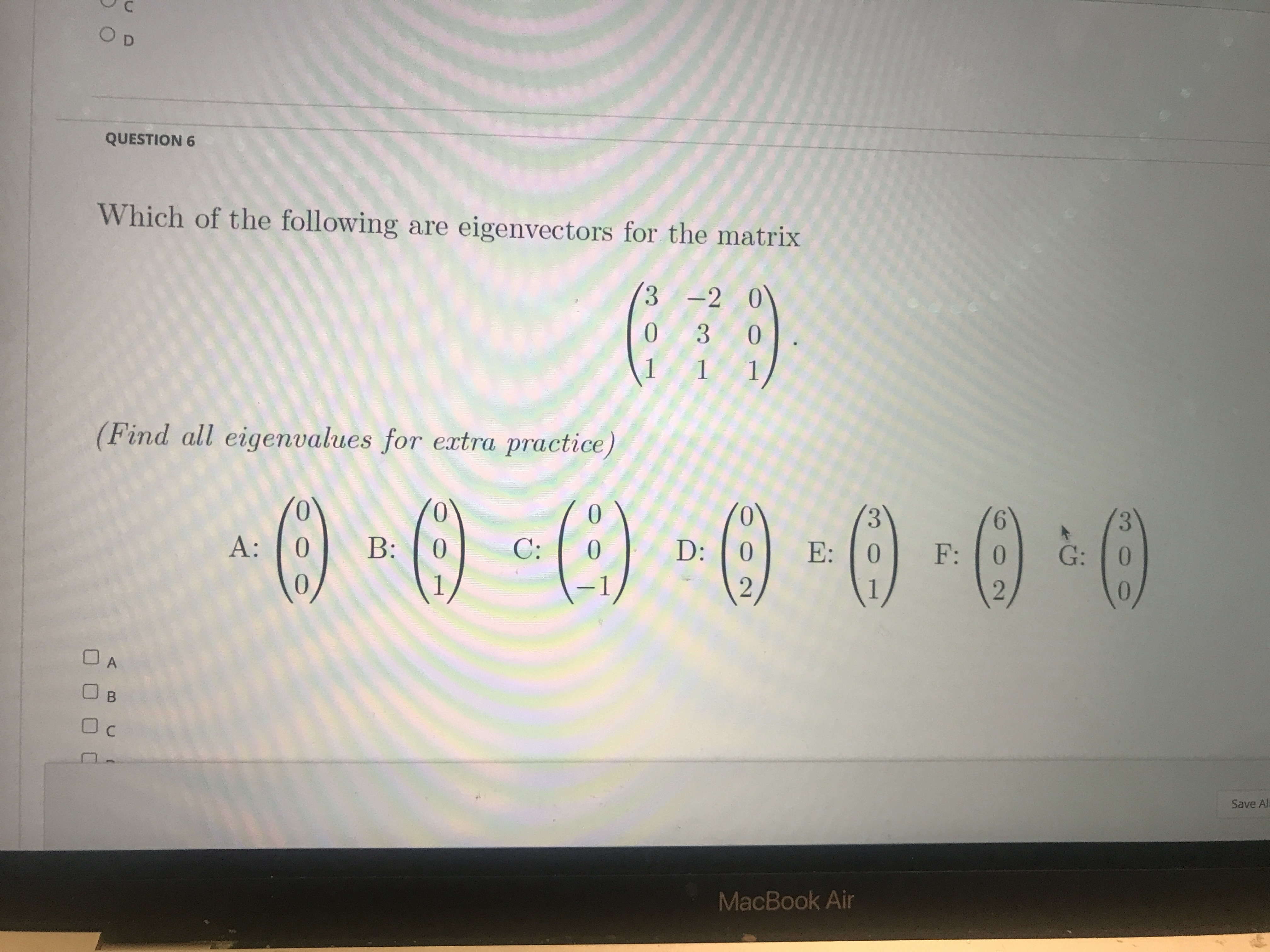 Which of the following are eigenvectors for the | Chegg.com