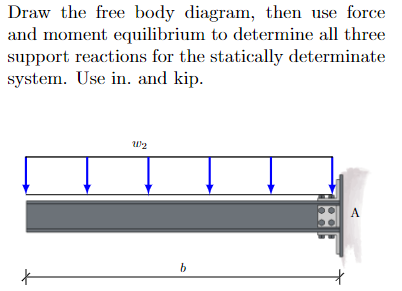 Solved Draw the free body diagram, then use force and moment | Chegg.com