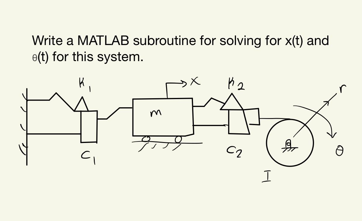 Write a MATLAB subroutine for solving for x(t) and | Chegg.com