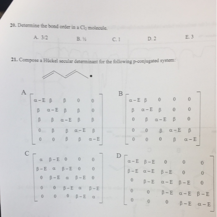 Solved Determine the bond order in a Cl_2 molecule. 3/2 1/2 | Chegg.com