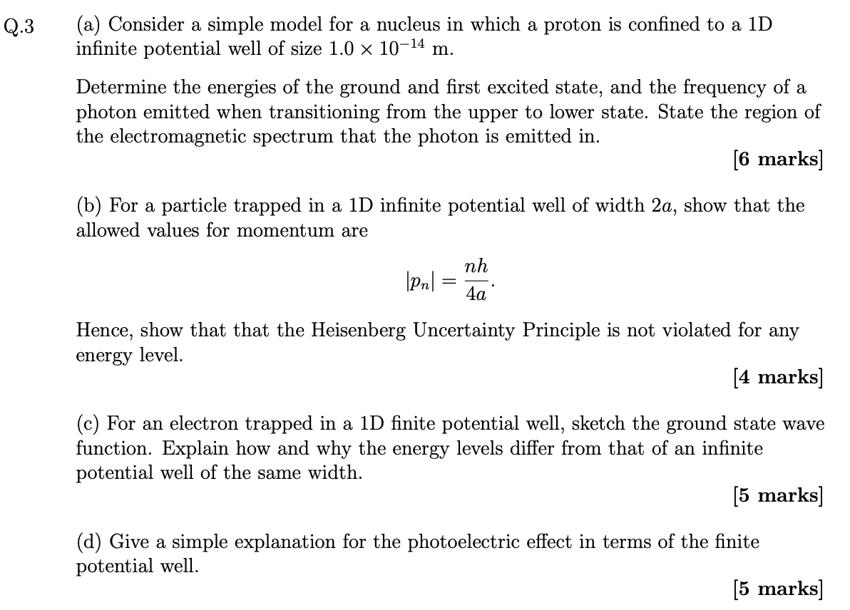 Solved Q.3 (a) Consider a simple model for a nucleus in | Chegg.com