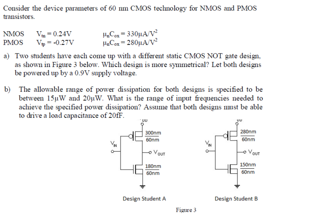Consider the device parameters of 60 nm CMOS | Chegg.com