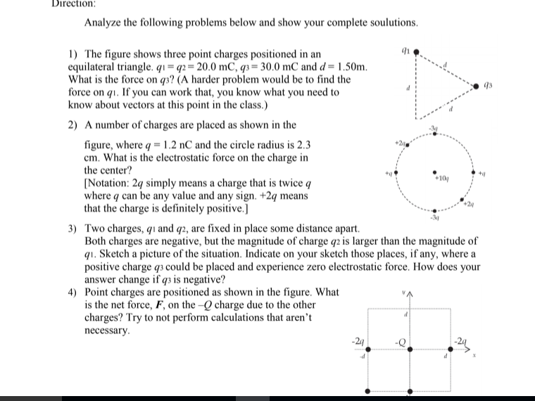 Solved Direction: Analyze the following problems below and | Chegg.com