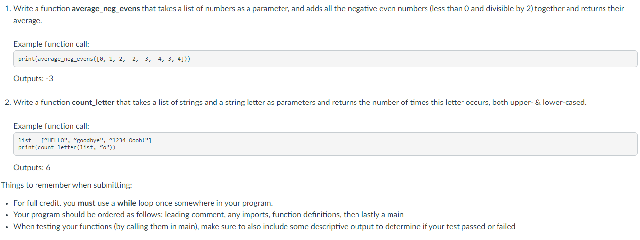 Solved 1 Write A Function Averagenegevens That Takes A 