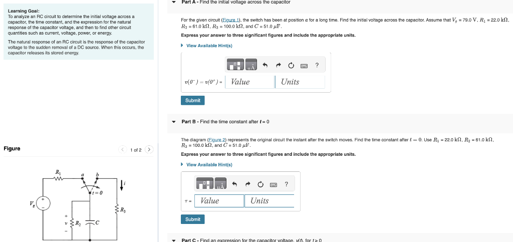 Solved Learning Goal: To analyze an RC circuit to determine | Chegg.com