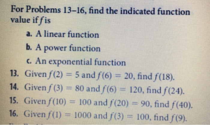 Solved For Problems 13-16, find the indicated function value | Chegg.com