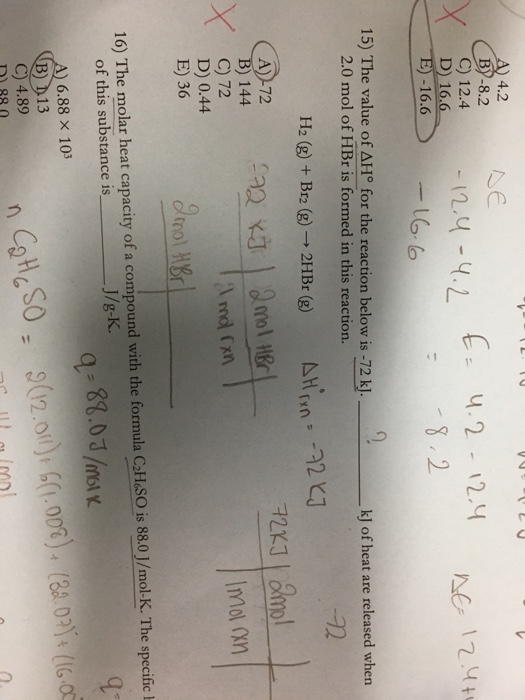 The value of Delta H degree for the reaction below is | Chegg.com