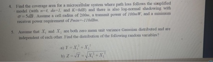 Solved 4. Find the coverage area for a microcellular system | Chegg.com