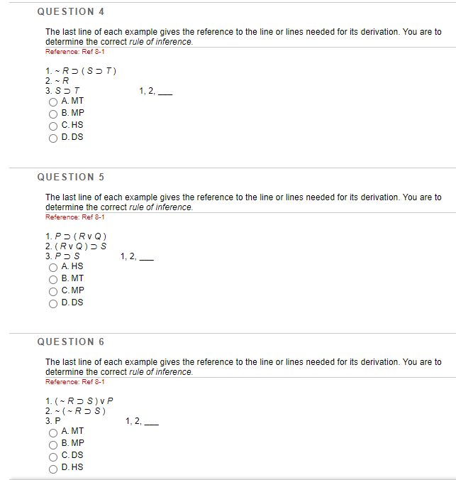 Solved QUESTION 4 The last line of each example gives the | Chegg.com