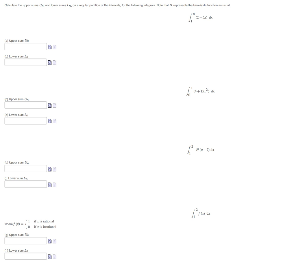 Solved Calculate the upper sums Unand lower sums Ln, on a | Chegg.com