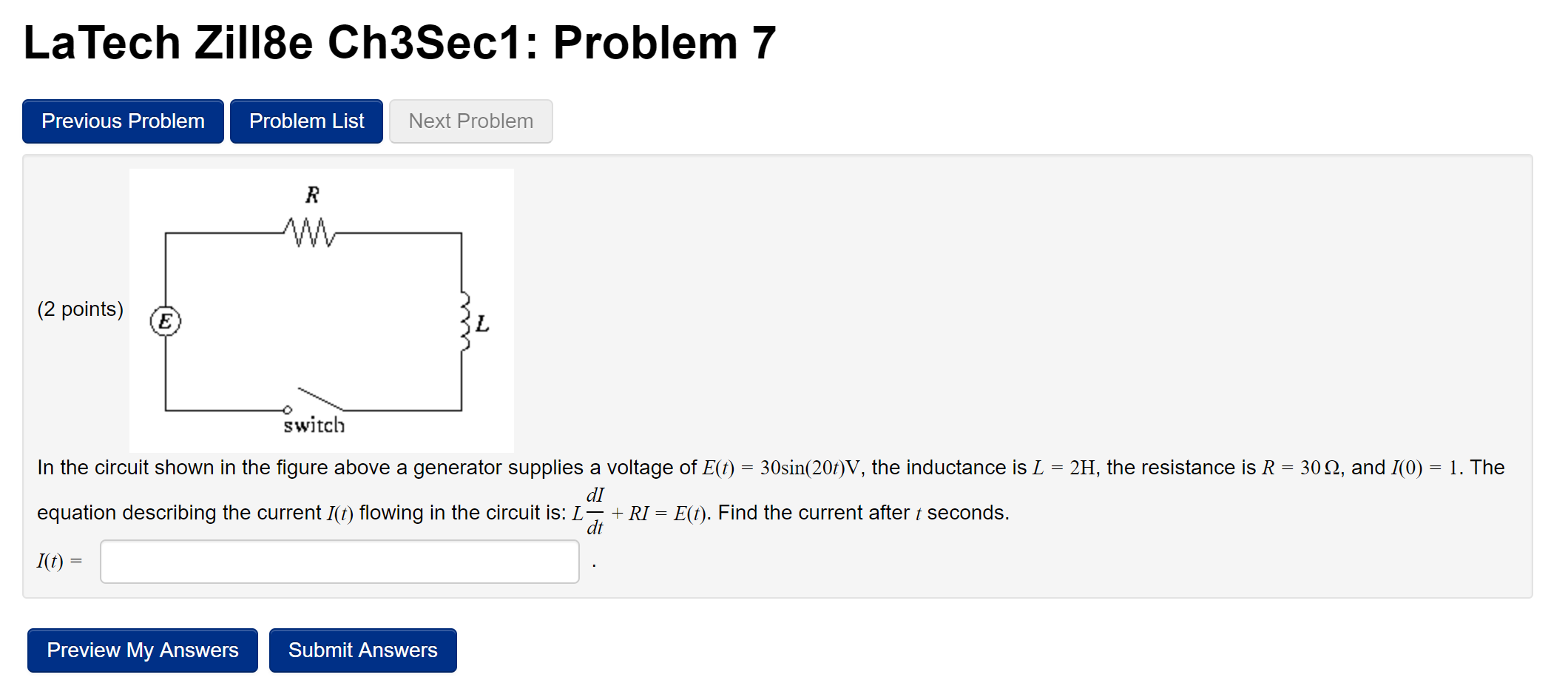 Solved La Tech Zillse Ch3Sec1: Problem 7 Previous Problem | Chegg.com