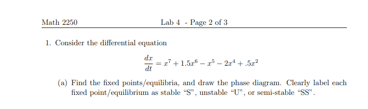 Solved Math 2250 Lab 4 - Page 2 of 3 1. Consider the | Chegg.com
