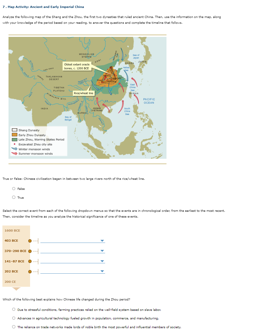 7. Map Activity: Ancient and Early Imperial China | Chegg.com