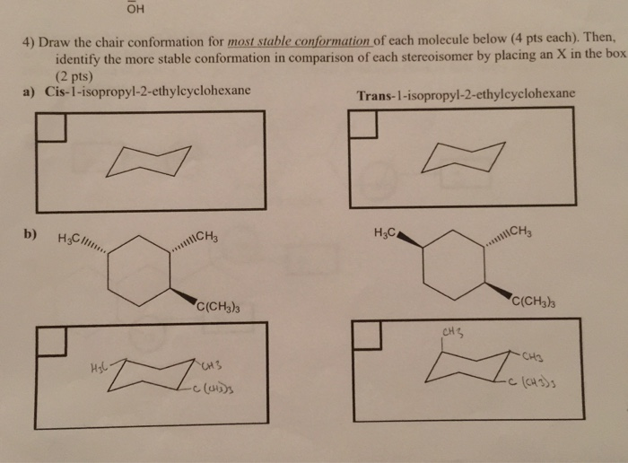Solved OH 4) Draw the chair conformation for most stable | Chegg.com