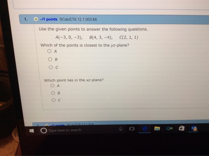 Solved Use the given points to answer the following | Chegg.com